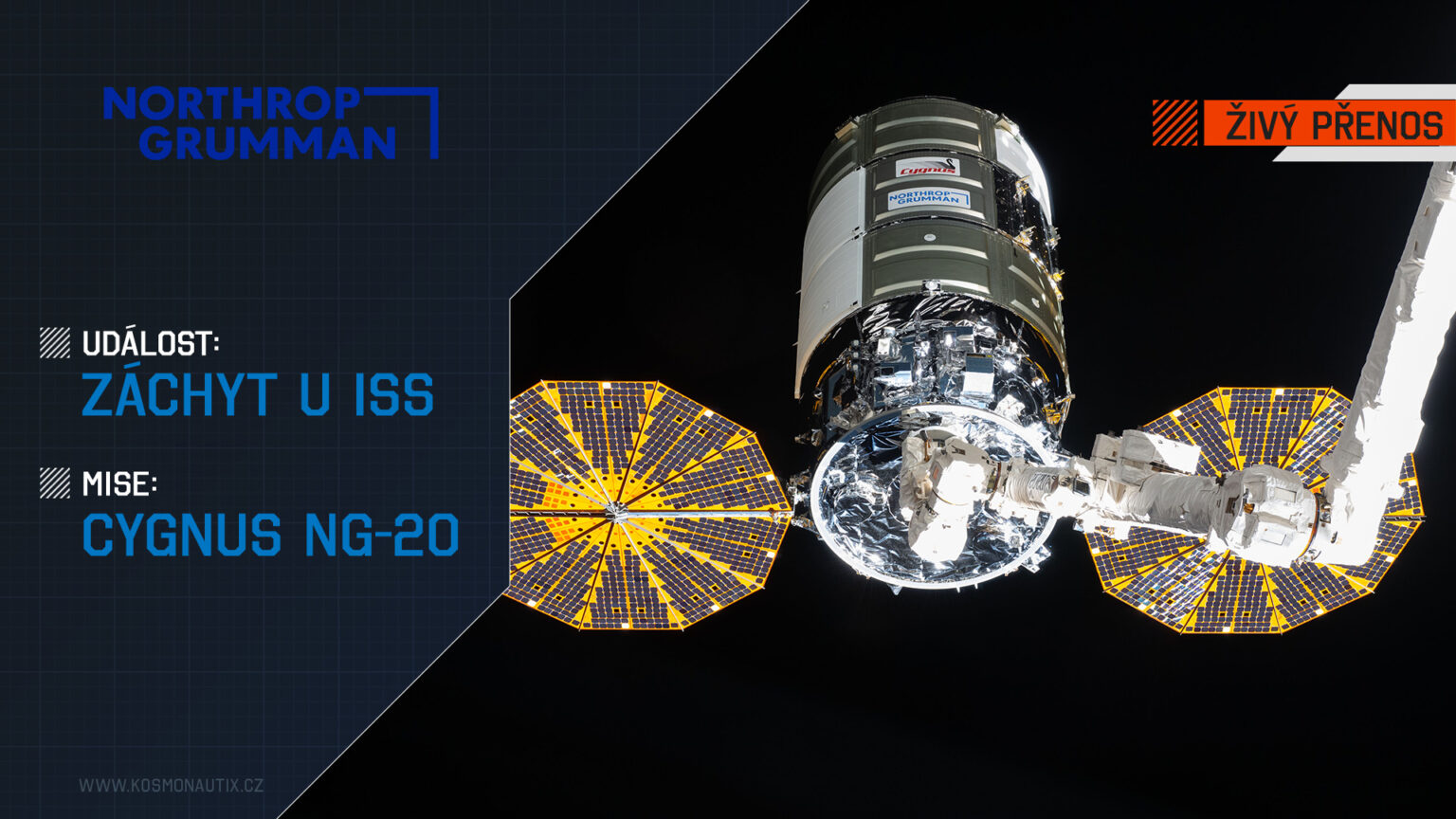 ŽIVĚ A ČESKY: Cygnus NG-20 přilétá k ISS – Kosmonautix.cz